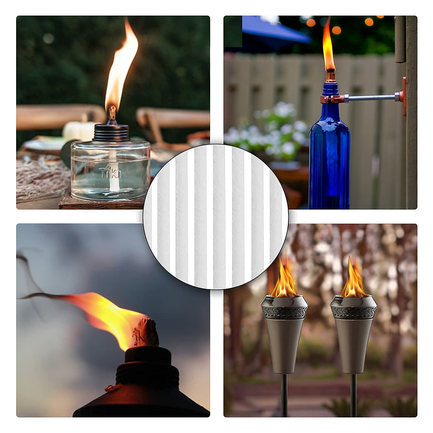 20Pcs Torch Wicks Replacement - Fiberglass Wick for Tiki Torches and Outdoor Lights - 0.5 by 9.85 Inch