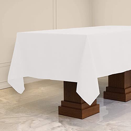 Kadut Rectangle Tablecloth (70 x 120 Inch) White Rectangular Table Cloth for 6 or 8 Foot Table | Heavy Duty | Stain Proof Table Cloth for Parties, Weddings, Kitchen, Wrinkle-Resistant Table Cover