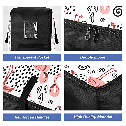 MCHIVER Quilt Storage Bag Clothing Organizer - Flamingo Pattern Under Bed Storage Bins Bedroom Storage Clear Window & Carry Handles Great for Under Bed Storage