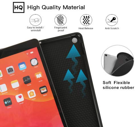 Hi Space for iPad 9th 8th 7th Generation Case for iPad 10.2 Case 2021 2020 2019 Composition Notebook with Pencil Holder, Book Trifold Protective Shockproof Cover with Auto Sleep Wake for A2270 A2428