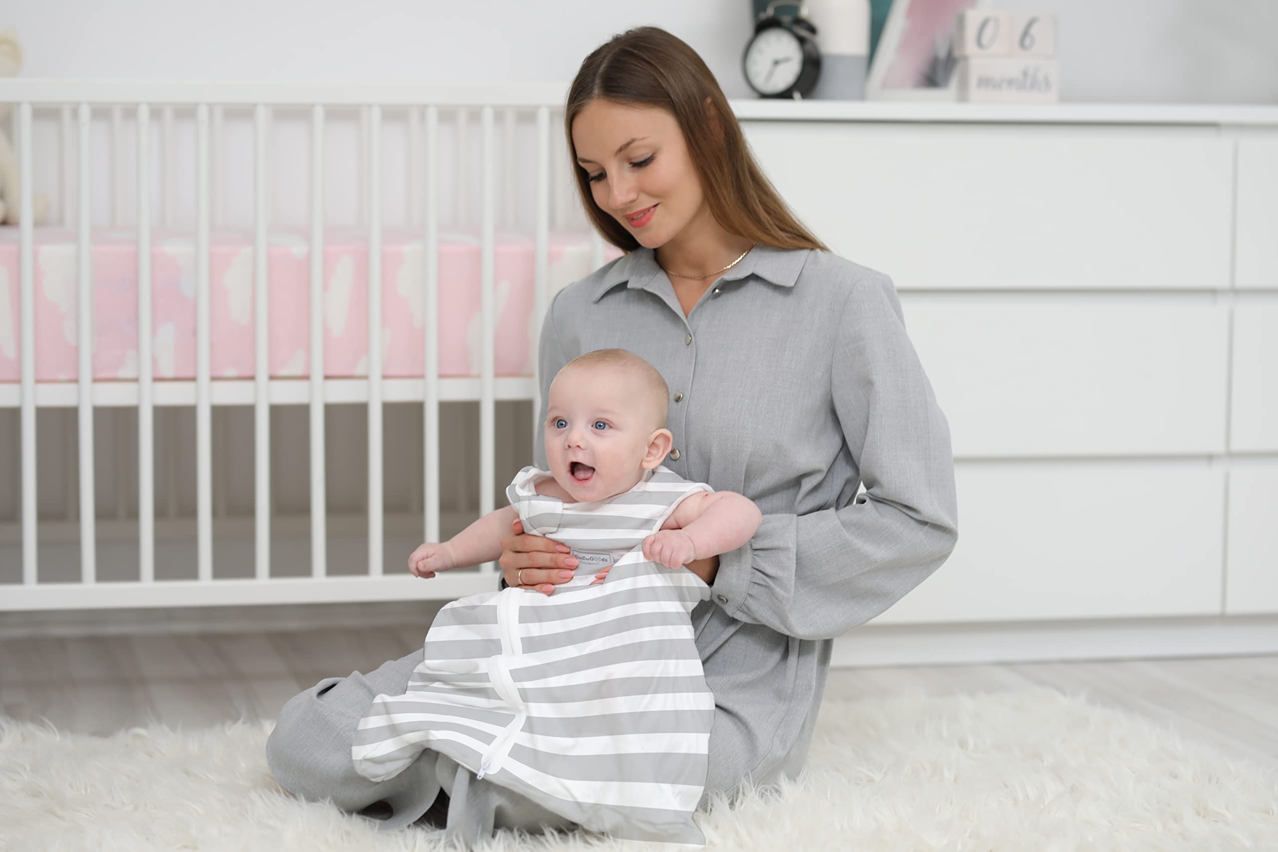 Baby Sleeping Bag Sack – Infant Sleeping Bags – 3 Pack - Pure Cotton Unisex Zip Up Wearable Blanket for Sleeping Boys & Girls (Grey Plaid, 6-12 Months)