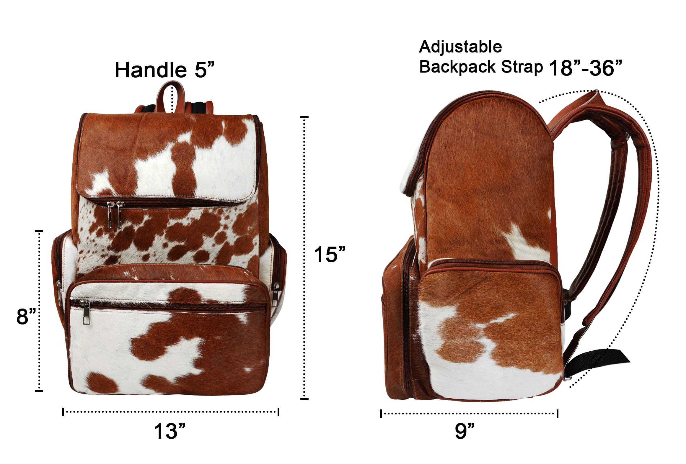 LP-FACON Western Cowhide Print Leather Diaper Backpack | Cute Shower Gifts For Mom | Large Travel Bag Brown & White