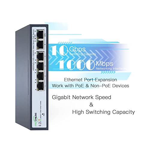 FASTCABLING PoE Passthrough Switch 4 Port, VLAN, QoS, Expand Network Port with Existed Cat5e/Cat6 Cable, Managed 60W PoE Powered Switch, IEEE802.3at/bt
