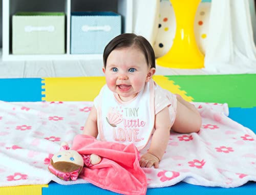 Baby Starters 2-Piece Snuggle Buddy Toy Rattle and Plush Baby Blanket Gift Set for Newborns and New Moms (Pink Dollie, 30"x36")