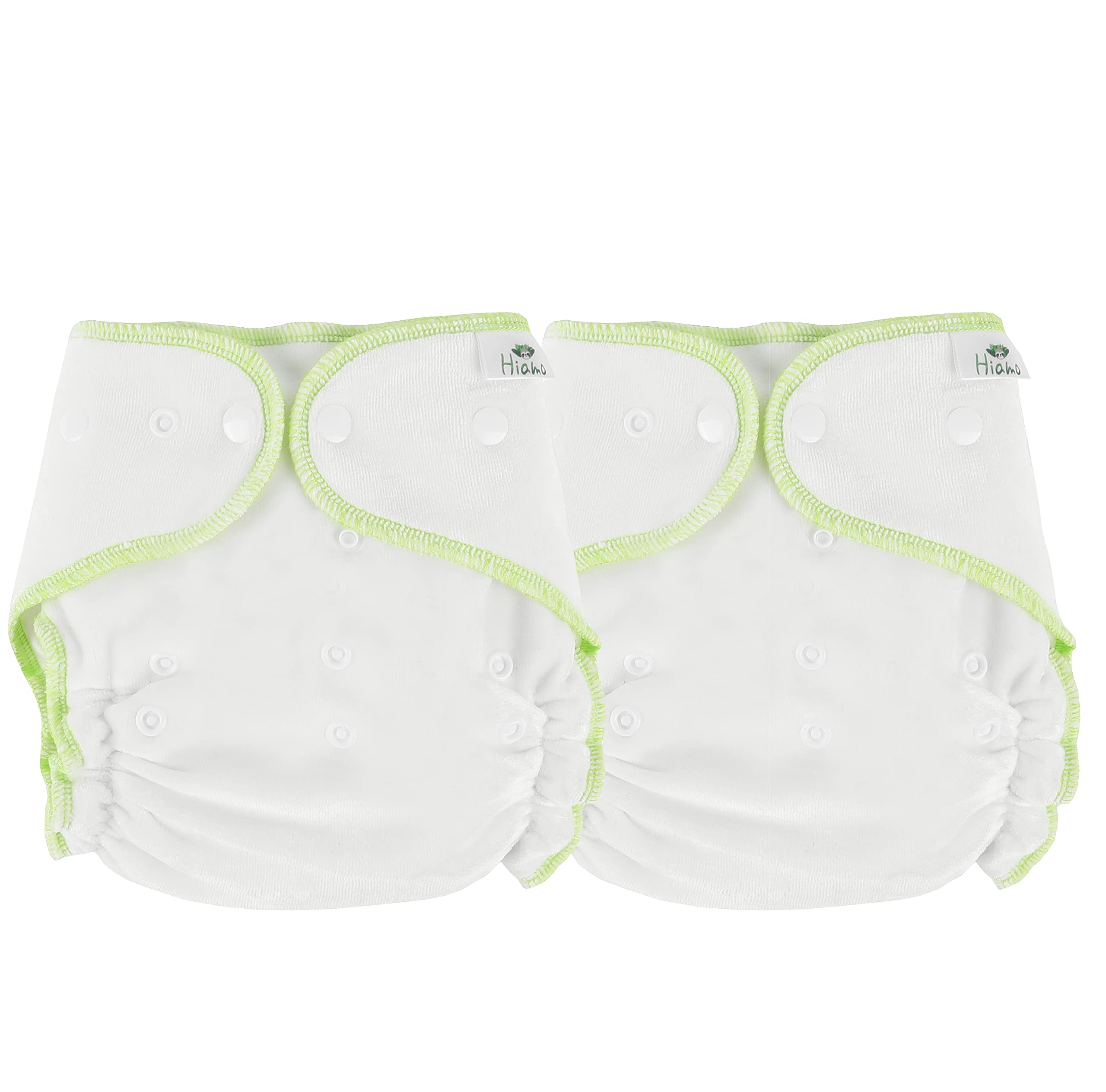 Hiamo Extra Absorbent Fitted Cloth Diapers - Overnight Cloth Diapers for Heavy Wetters - Bamboo and Cotton Blend - One Size with Adjustable Snap Buttons - Set of Two Diapers