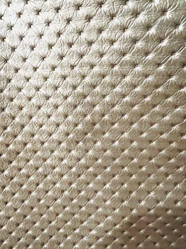 FABRICS FOREVER - Faux Leather Diamond Embossed Stitch Rose Gold Silver Upholstery Fabric by The Yard - 54ββ Wide | Silver Vinyl Fabric Material Faux Leather Sheets for DIY, Upholstery Crafts