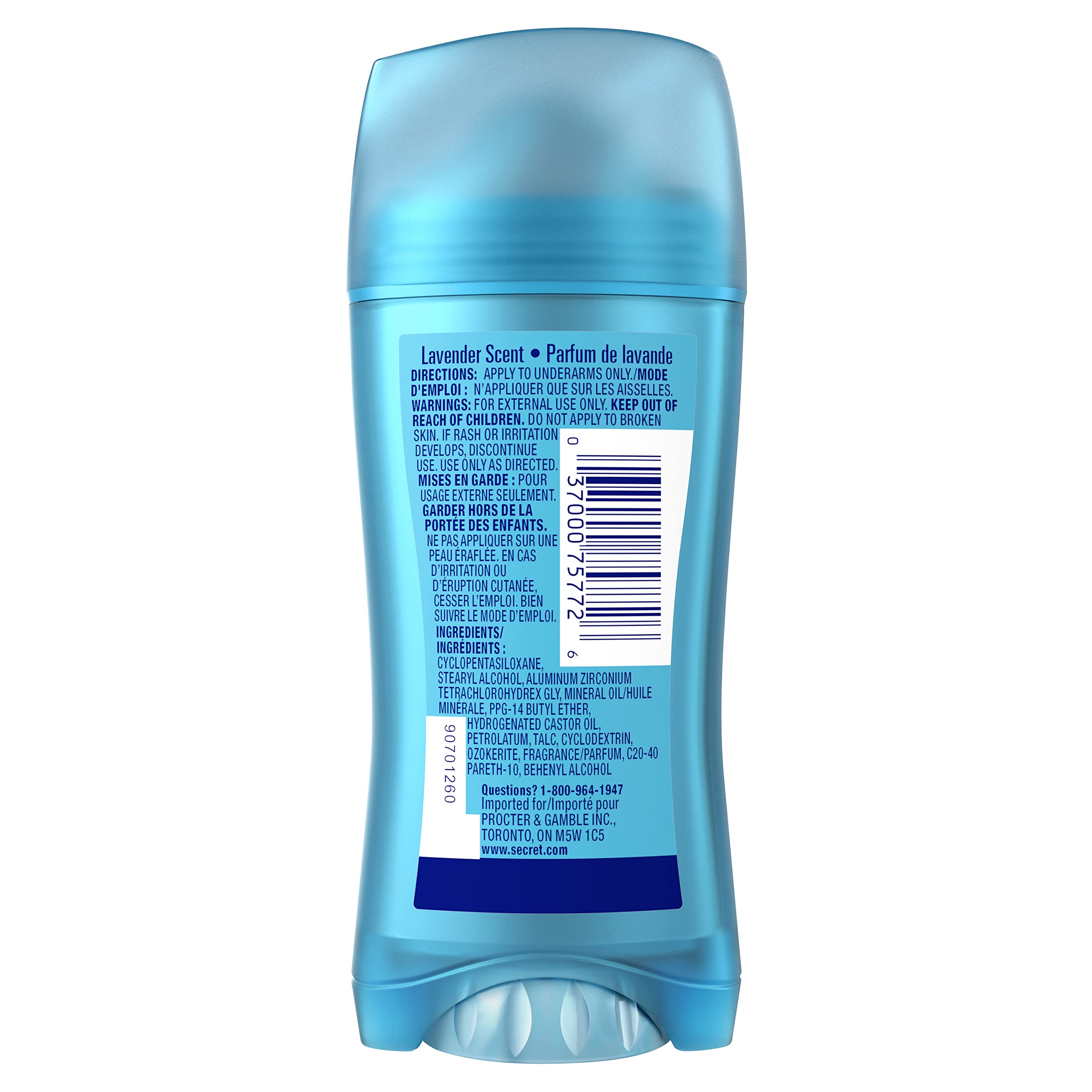 Secret Antiperspirant and Deodorant for Women, Lavender, Invisible Solid, 2.6 oz (Pack of 3)