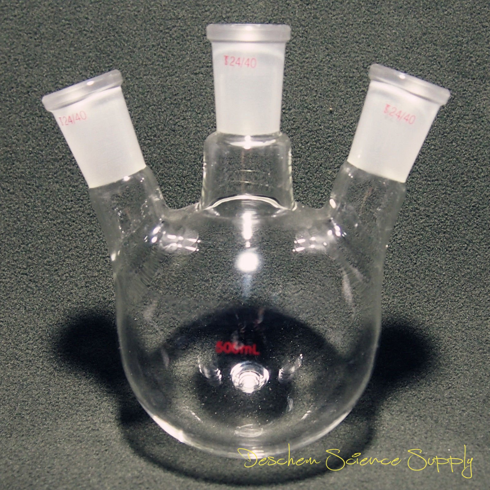 Deschem 500ml,3-Neck,24/40,Round Bottom Glass Flask,Three Necks Lab Bottle