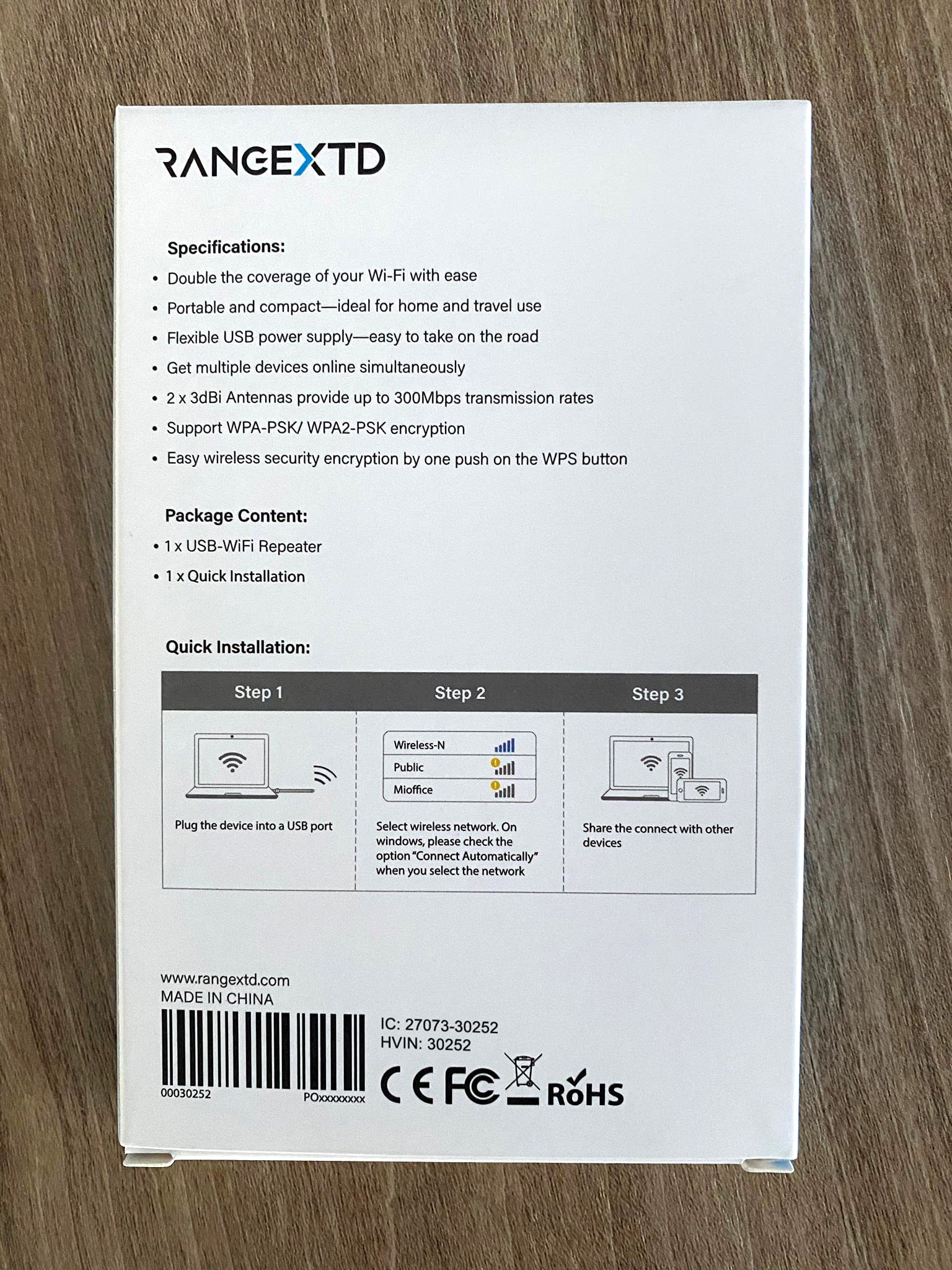 RANGEXTD USB WiFi Extender Antenna - USB WiFi Adapter for Desktop PC and Laptop | 300 Mbps USB WiFi Range Extender | 2.4GHz Dual-Antenna WiFi USB Stick | USB WiFi Antenna Extends WiFi to 1000 Sq. Ft