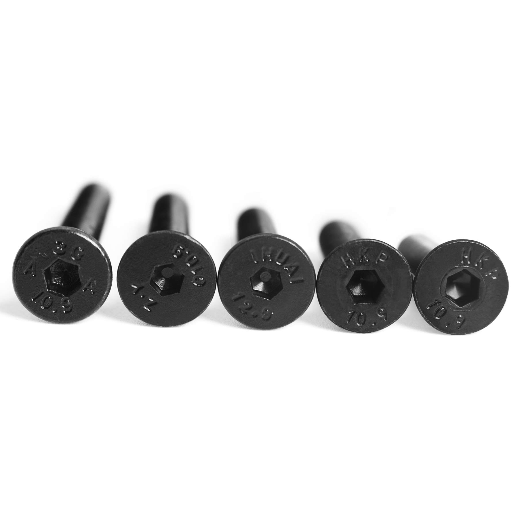 M5 x 20mm 25mm 30mm 35mm 40mm Flat Head Socket Cap Screws Countersunk Bolts, 10.9 Grade Alloy Steel, Black Oxide Finish, Fully Threaded, Metric Allen Hex Drive, Assortment Kit 50PCS
