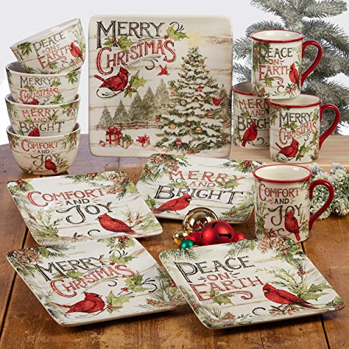 Certified International Evergreen Christmas Rectangular Platter 16",