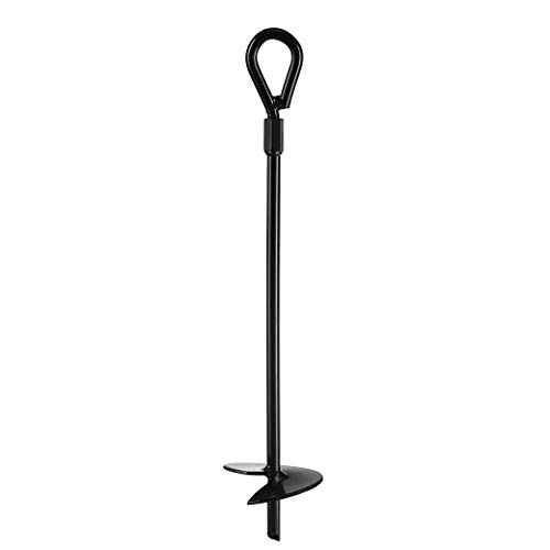 VASGOR 15” Ground Anchors (8pcs) Easy to Use with Drill, 3" Helix Diameter, Heavy Duty Anchor Hook for Camping Tent, Canopies, Car Ports, Sheds, Swing Sets, Securing Animals – Black Powder Coated (8)