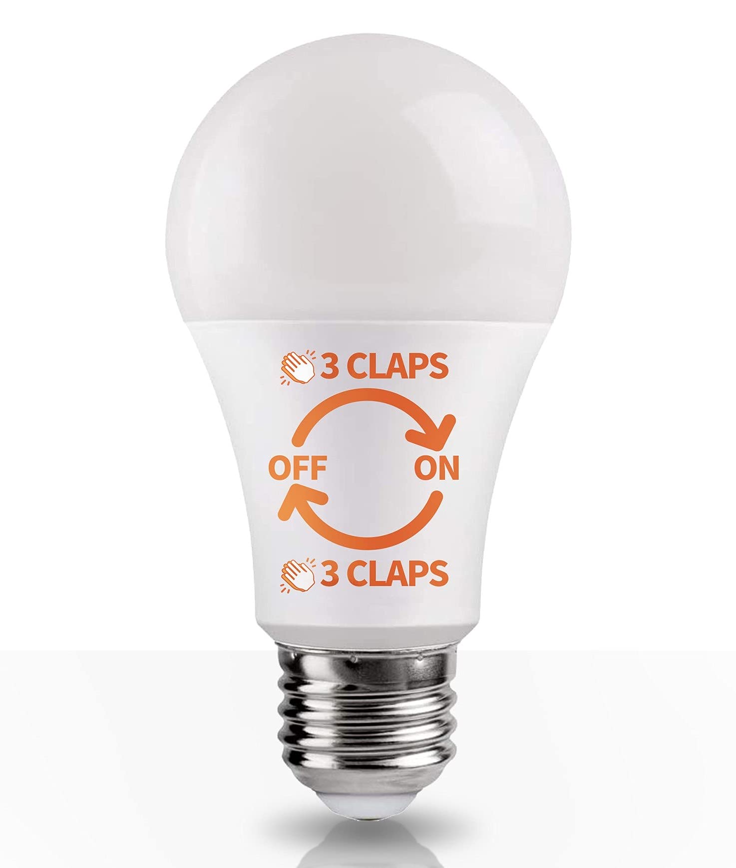 3 Claps ON/Off Remote Sound Control LED Light Bulb Perfect for Bedroom Table Lamp Upgrade, Sound Activated ON/Off Solution, Clap Detection, Smart Home, As Seen On TV, Soft White, 8-Watt