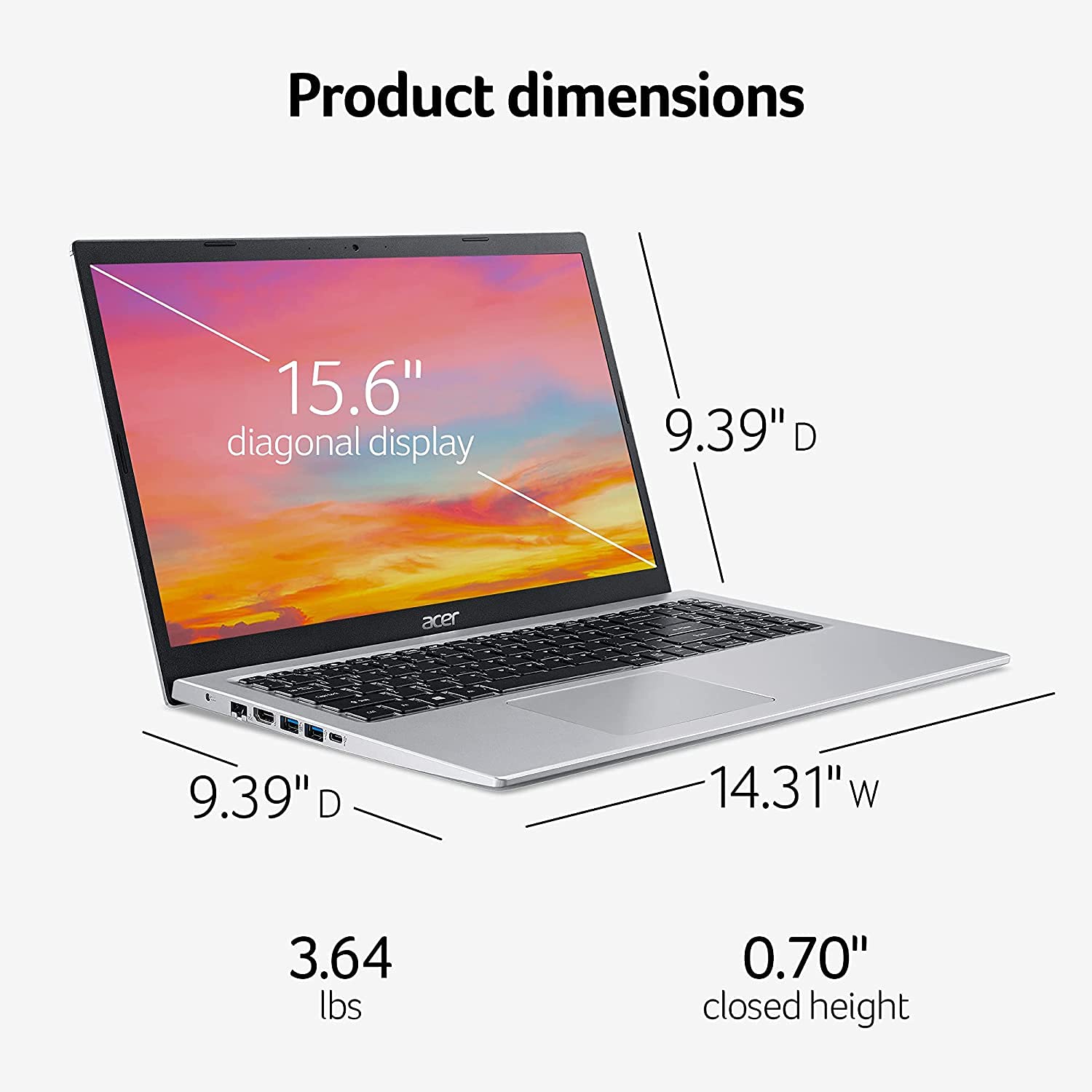 Acer Newest Aspire 5 Slim Essential Laptop, 15.6" FHD IPS Display, 20GB RAM, 512GB SSD, Intel Dual-Core Processor, WiFi 6, USB A&C, RJ-45, Webcam, Amazon Alexa, Windows 11 Home, w/Mouse Pad