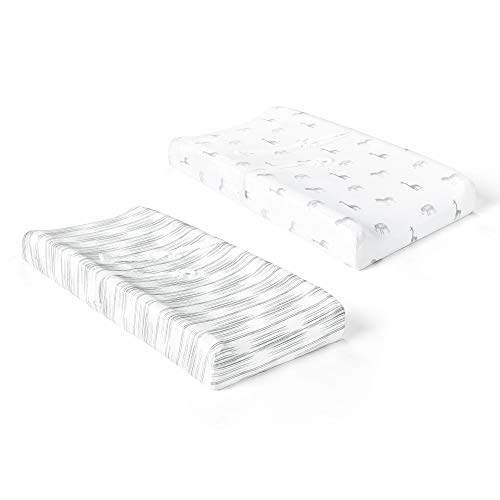 Lush Decor Baby Jungle Adventure Micro Mink 2 Pack Changing Pad Cover, Gray