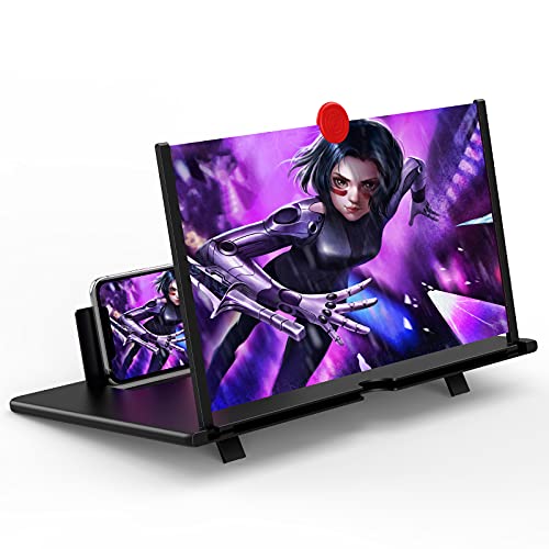Fanlory 12" Screen Magnifier –3D HD Mobile Phone Magnifier Projector Screen for Movies, Videos, and Gaming–Foldable Phone Stand with Screen Amplifier–Supports All Smartphones(Black)