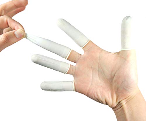 Disposable Latex Finger Cots 200pcs (Large), Anti-Static Rubber Fingertips Protective Finger Gloves Applicators for Electronic Repair, Painting, Jewelry Cleaning