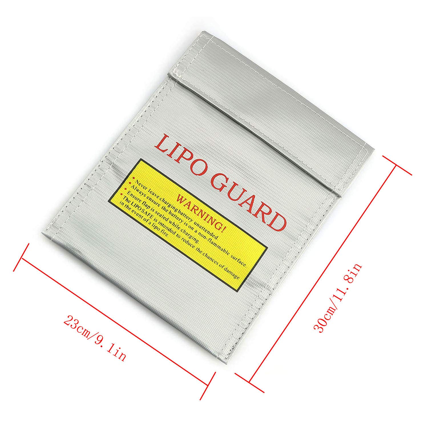 RLECS RC Lipo Safe Bag Fireproof Lipo Guard Silver Lithium Charging Bag High Temperature Resistant Battery Sack 23x30cm
