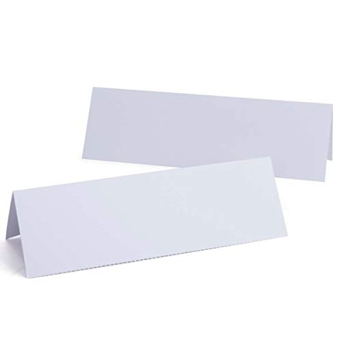 KARRES (QTY 120) 2.5 x 8 Inches Blank Table Place Tent Cards for Weddings Banquets Events Table Seating Food Labels