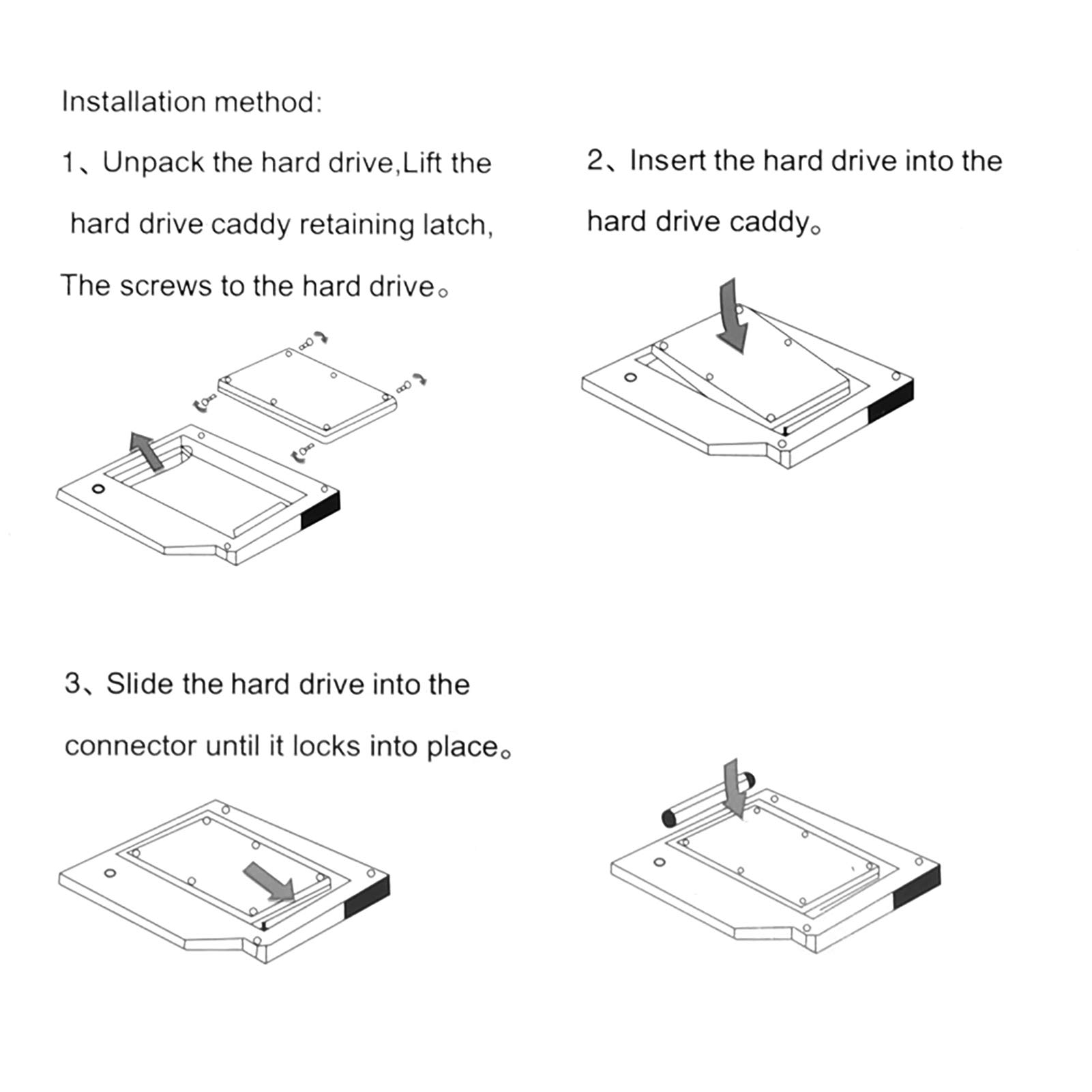 Liyeehao HDD Caddy, Aluminum Absorb Noise HDD SSD Adapter, for -I -Ii