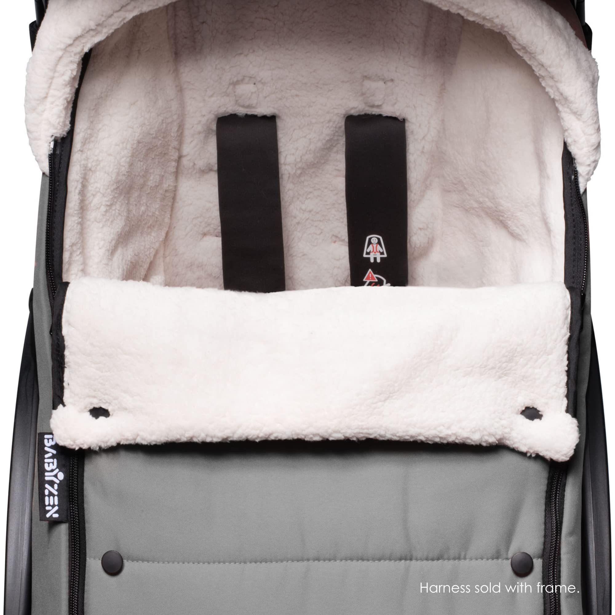 BABYZEN YOYO Footmuff, Grey - Sherpa Lining & Fleece Hood with Drawstring to Keep Baby Warm - Includes Carrying Bag - Machine Washable