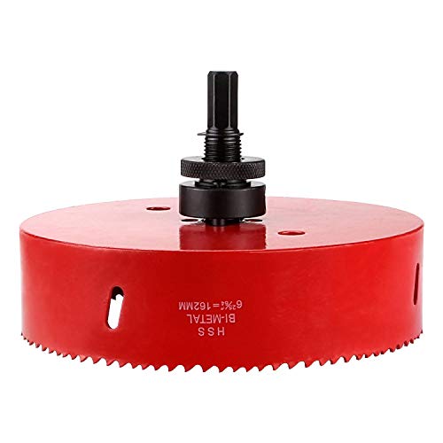 6-3/8 Inch Hole Saw with Heavy Duty Arbor - 38mm Cutting Depth HSS Bi-Metal Hole Cutter for Can Light Recessed Light, Smoothly Cutting in Wood, Plastic, Drywall and Metal Sheet