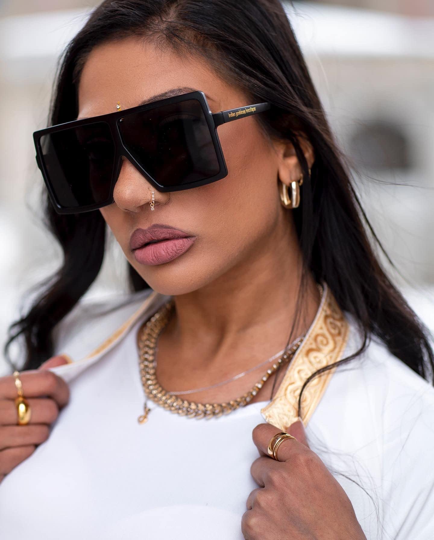 3 Diamond Hoop Nose Ring with Diamond Dangling End 20G,Gold Color Made of brass, can be used on Pierced and non Pierced Nose (Silver)