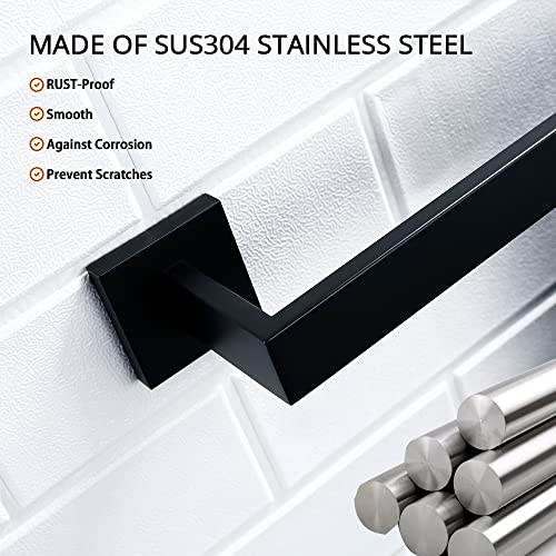BANOLUX Bath Towel Holder Thicken 24 Inch Single Towel Bar for Bathroom, Bathroom Accessories Heavy Duty Wall Mounted, Matte Black