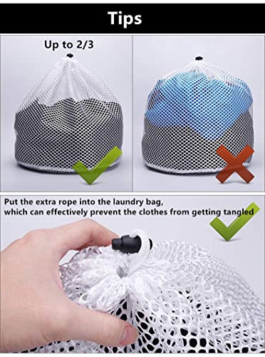 Mesh Laundry Bag with Drawstring,19.6×27.5 inch Large Laundry Bags Drawstring Bra Underwear Products Laundry Bags Baskets Mesh Bag Household Cleaning Tools Accessories Laundry Wash Care (white A)