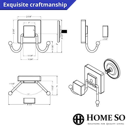 HOME SO Suction Cup Hooks for Shower, Bathroom, Kitchen, Glass Door, Mirror, Tile β Loofah, Towel, Bath Robe Removable Hook Holder β Prisma Collection, Stainless Steel Chrome (2-Pack)β¦