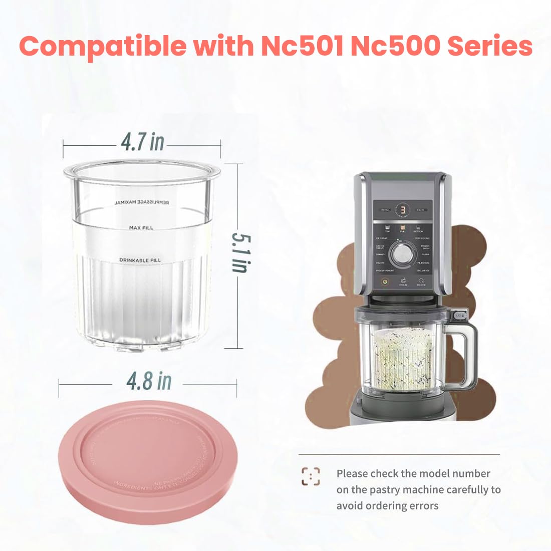4 Pack-Compatible with NC501 NC500 Ninja Creami Deluxe Pints and Lids, Replacement for Ninja Creami 11-in-1 Series Deluxe Ice Cream Maker, 24oz Cups Dishwasher Safe with 5 Spoons and Insulated Bag