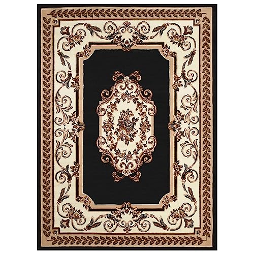 AllStar Rugs Black 5x7 Traditional Area Rug (5' 2" x 7' 1")
