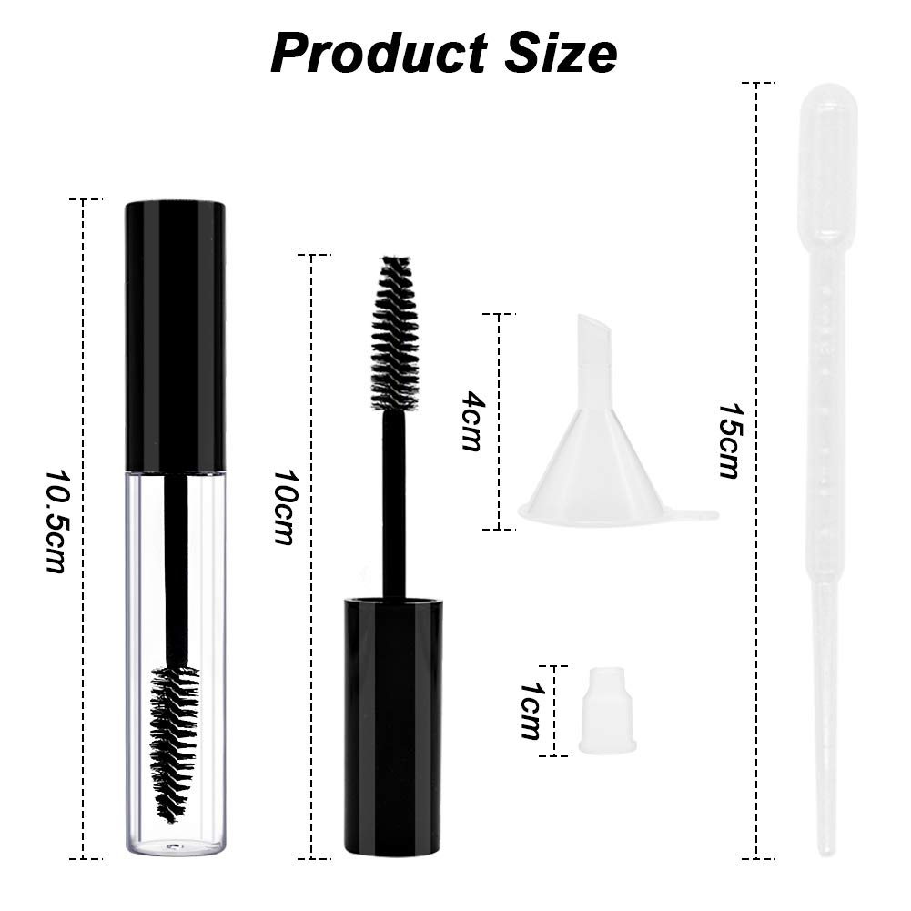 3 pack 10ml Empty Mascara Tube with Eyelash Wand, Eyelash Cream Container Bottle with Funnels Transfer Pipettes