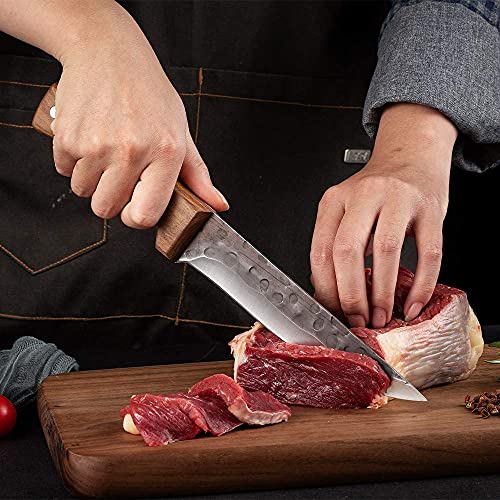 LYUSan 6.3" Meat Cleaver Knives Hand Forged Boning Knife handmade Multipurpose Cleaver Kitchen Knives for Camping, Grill Carbon Steel