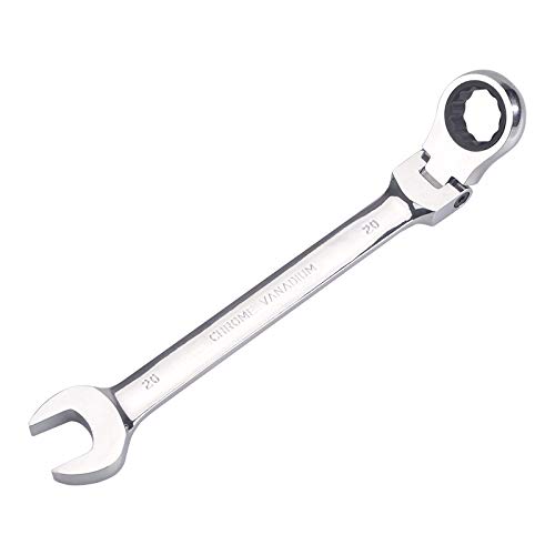 20mm Metric Flex-Head Ratchet Wrench,Box End Head 72-Tooth Ratcheting Combination Wrench Spanner