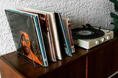 Pashion Vinyl Record Stand Holder, Desktop Album Storage Rack, Triangle Vinyl Record Shelf Display Vinyl Coated Metal Wire Rack Functional & Stylish Display Rack for Office Home