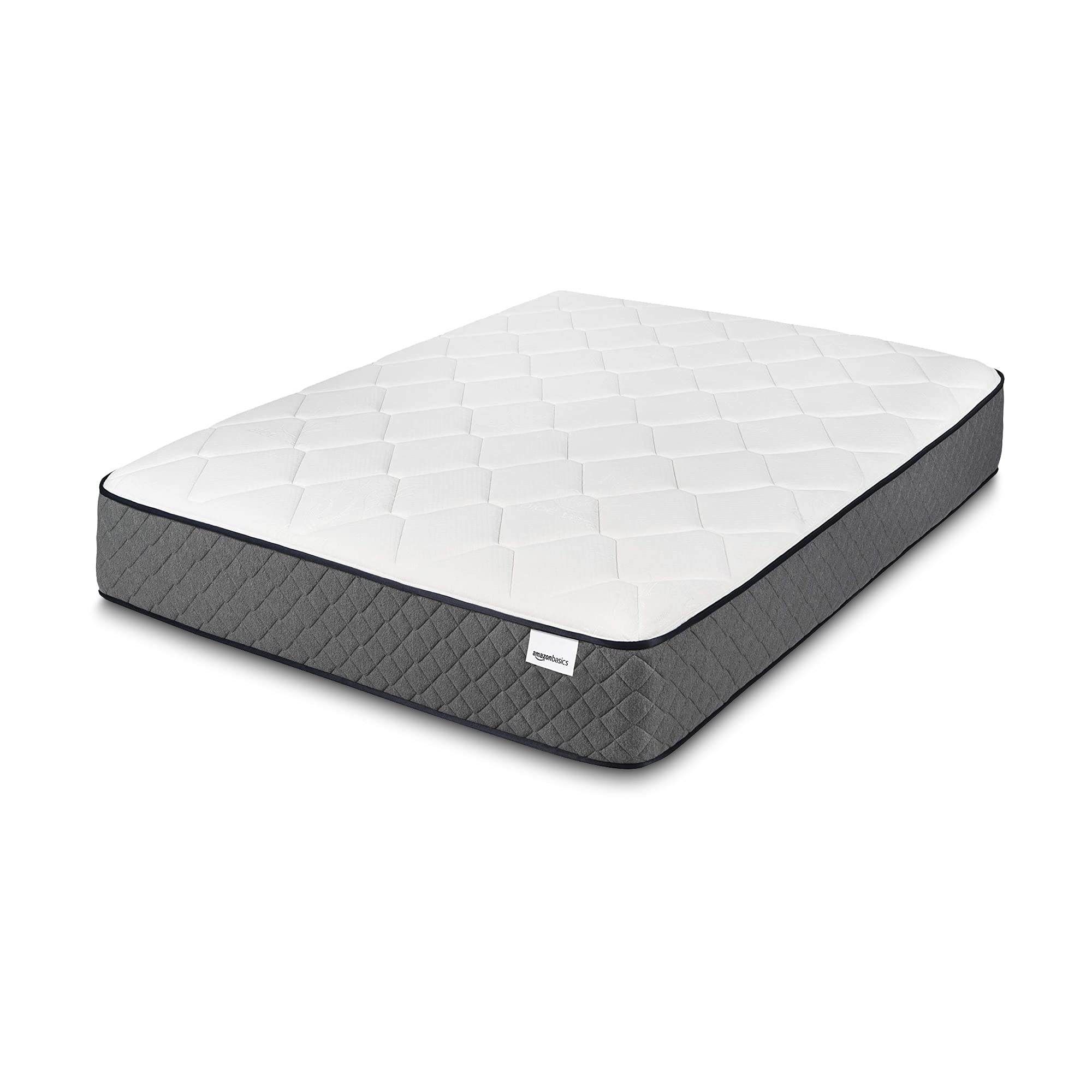 Amazon Basics Memory Foam Mattress, Full Size Mattress, Hybrid, 12 Inch, Medium Feel, Motion Isolation Springs, White/Gray