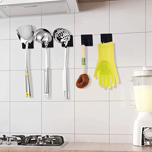 ArtHue Adhesive Hooks, Stainless Steel Razor Holder for Shower Hooks,Heavy Duty Wall Mount Robe Towel Hooks for Bathroom Bedroom Hanging Coat, Hat, Key -Black(6pack)