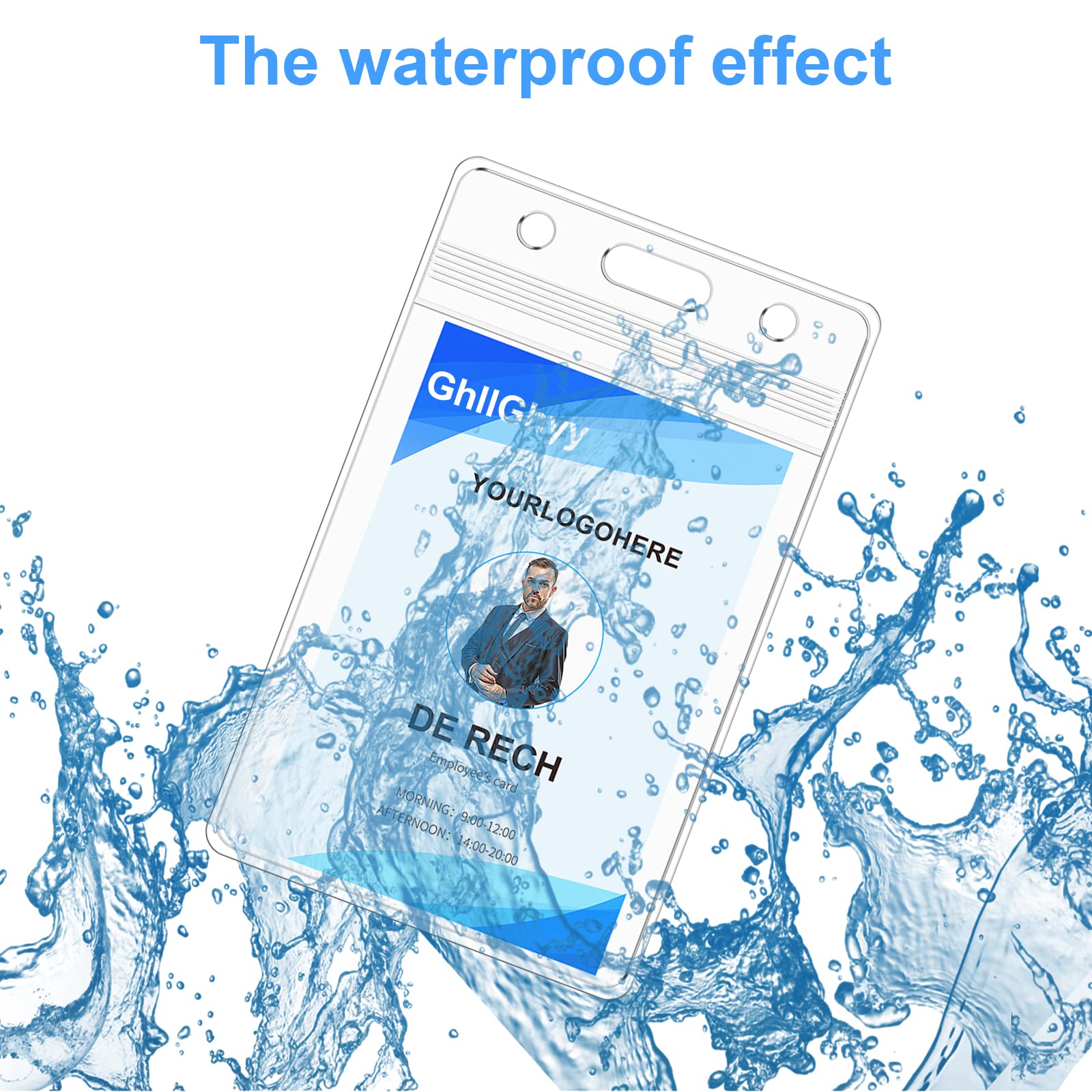 20PCS Vertical Transparent Id Badge Holders,PVC Card Holder,Sealable Waterproof Zip Type Plastic Protector Holder,2.83x4.6 Inch Business Id Card Holder (20)