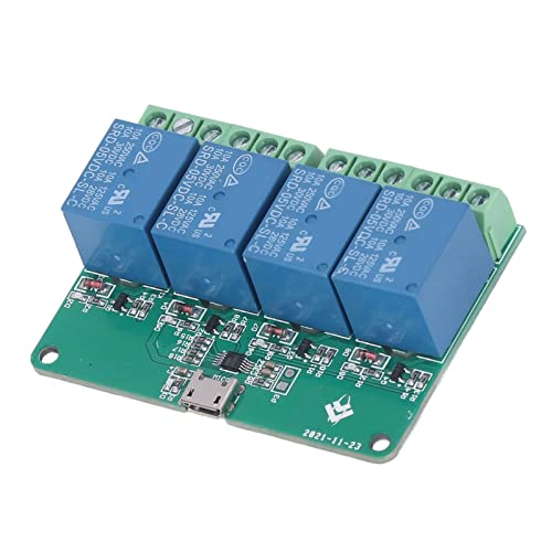 4 Channel Relay Module, Send Serial Commands USB Relay Expansion Board Overcurrent Protection Intelligent Control for PC