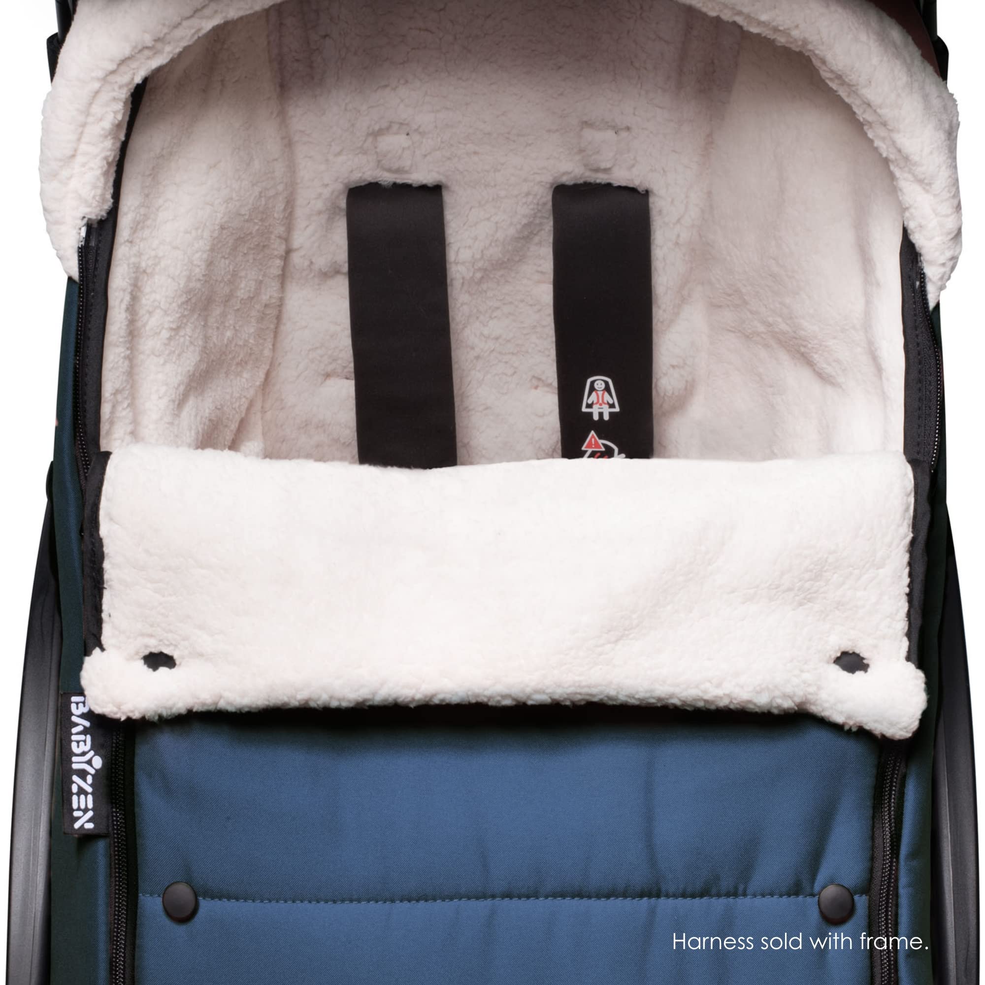 BABYZEN YOYO Footmuff, Navy Blue - Sherpa Lining & Fleece Hood with Drawstring to Keep Baby Warm - Includes Carrying Bag - Machine Washable