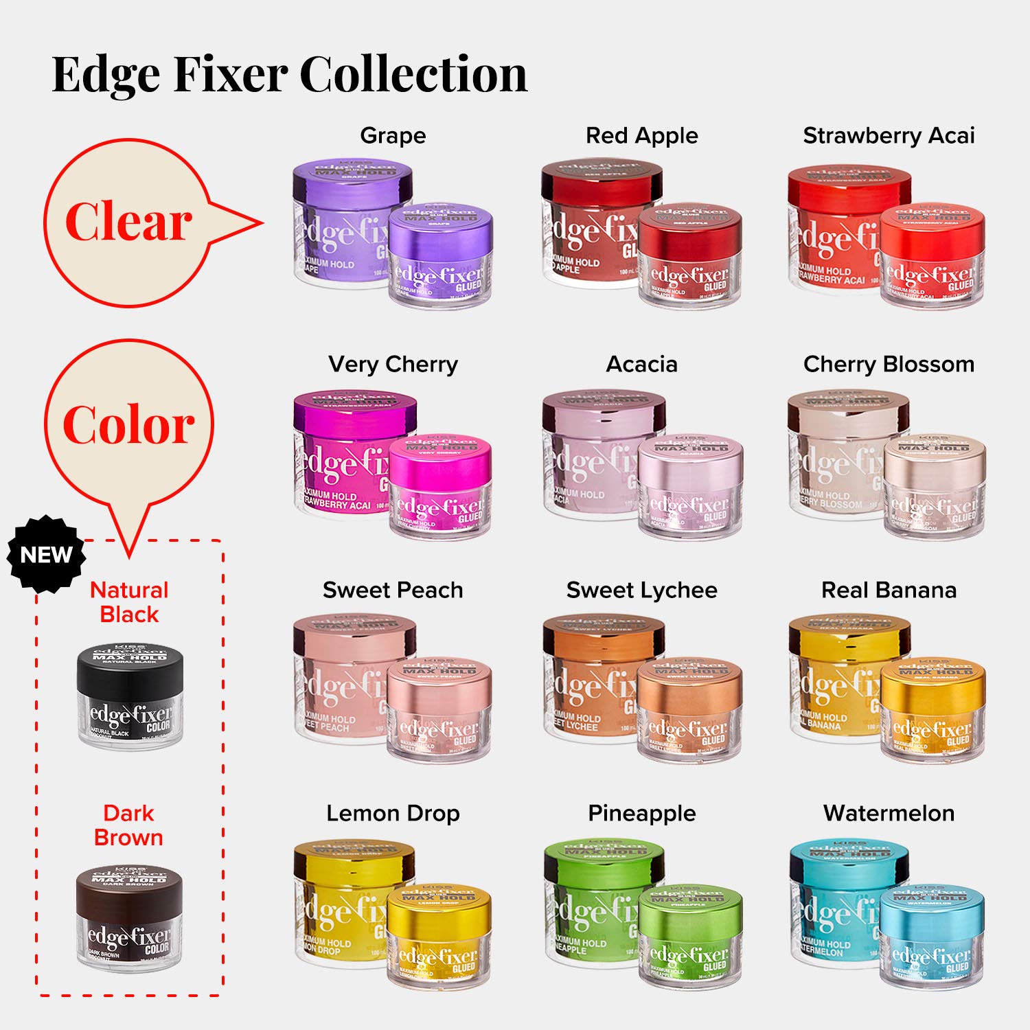Red by Kiss Edge Fixer Color 24 HR Max Hold & 100% Gray Coverage 30mL (1.01 US fl.oz) Natural Black Perfect for Missing Edges