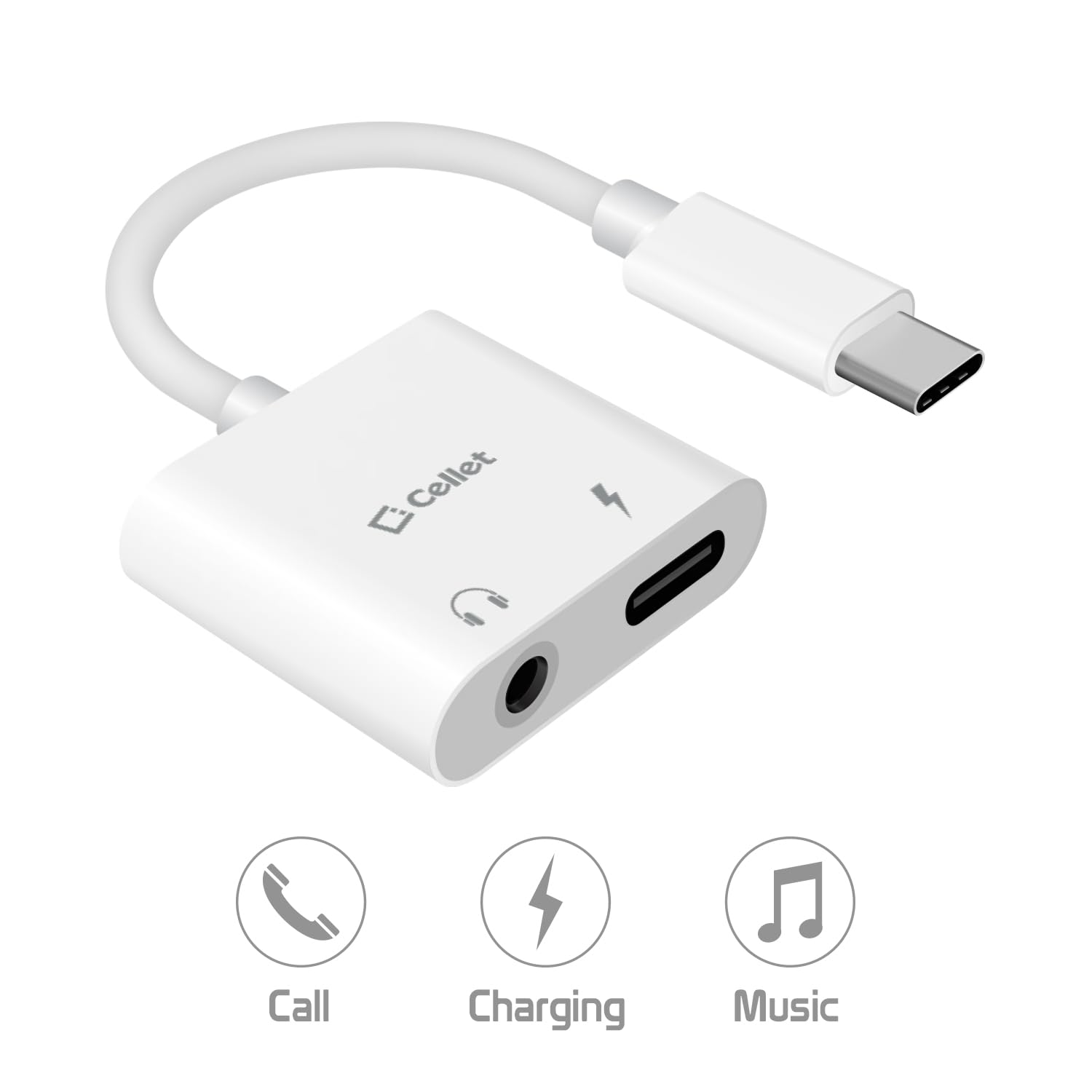 Cellet 3.5mm Aux Audio Adapter USB-C, Type-C USB Enhanced Quality Sound Compatible to iPad, iPad Pro, iPad Air, Samsung Galaxy, Google Pixels, MacBook Pro Air (USB-C to Audio & Power Adapter)