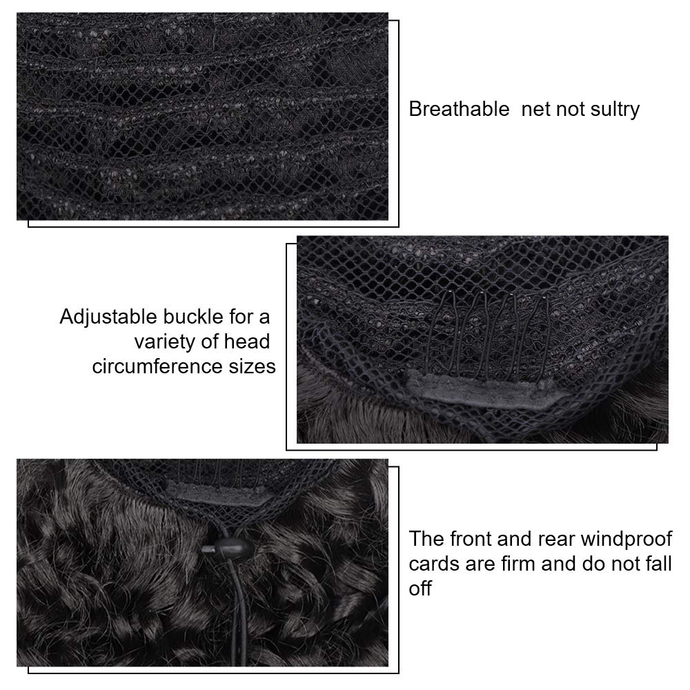 Vigorous Drawstring Curly Ponytail Extension for African Women Short Afro Kinky Ponytail Extension.(1B)
