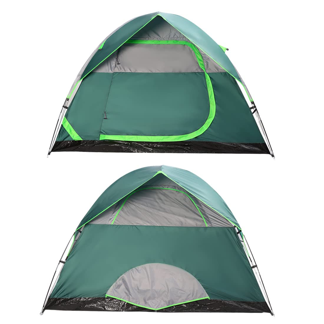 4-Persons Camping Tents: Double Layer Waterproof Windproof Tent,Hiking Tent for All Seasons (3-4 Person, Green-4P)