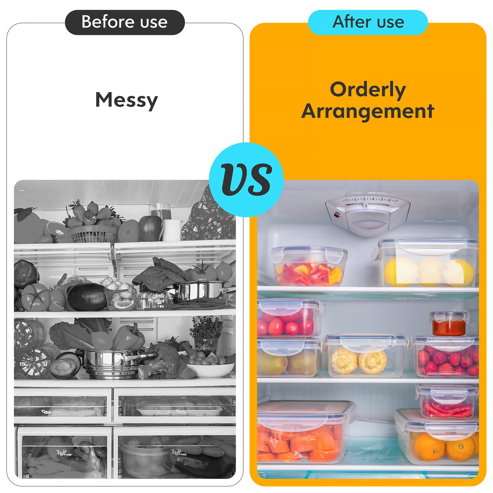 52 PCS Food Storage Containers Set with Airtight Lids (26 Lids &26 Containers) - BPA-Free Plastic Food Container for Kitchen Storage Organization, Salad Fruit Lunch Containers with Labels & Marker