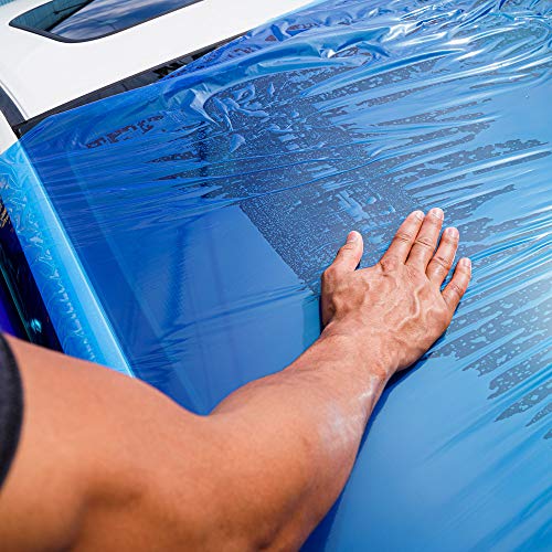 Auto Wrap Adhesive Film - 36" x 200' Roll - Made in U.S.A. Crash Wrapfilm - Easy to Apply, Strong, Durable and Puncture Resistant - Blue