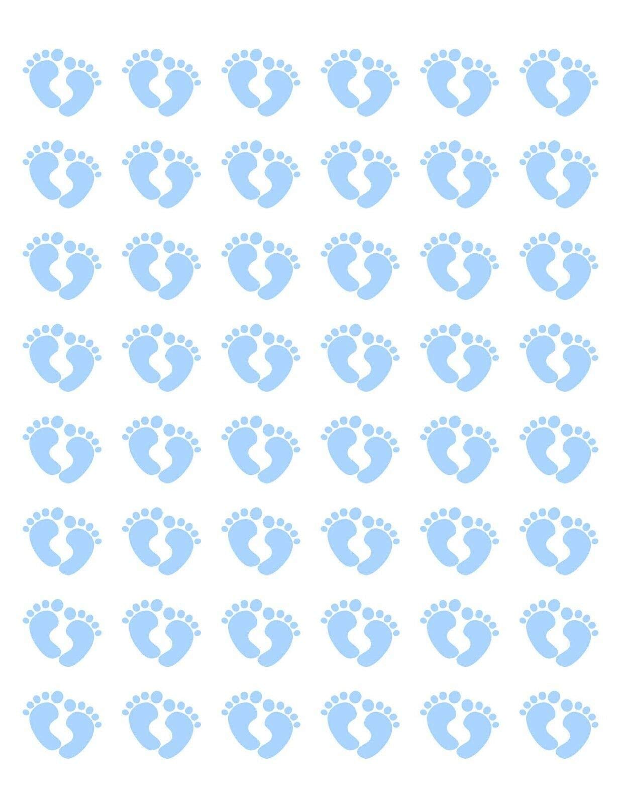 48 pcs Baby Blue FEET Footprints Stickers Envelope Seals Labels Round Tags, Stamps Sticker for Gift Cards, Envelopes, Boxes for Holiday, Birthday, Christmas