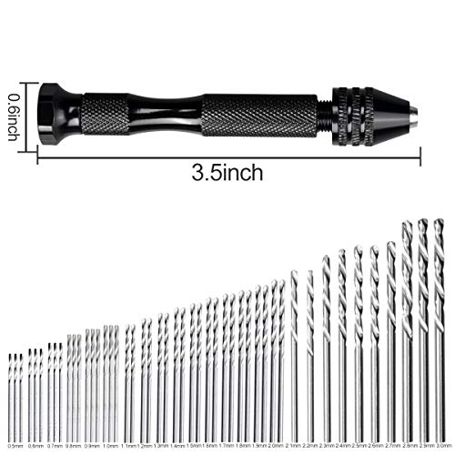 60 Pieces Micro Mini Twist Drill Bits Set with Precision Hand Pin Vise Rotary Tools for Wood,Jewelry, Plastic etc