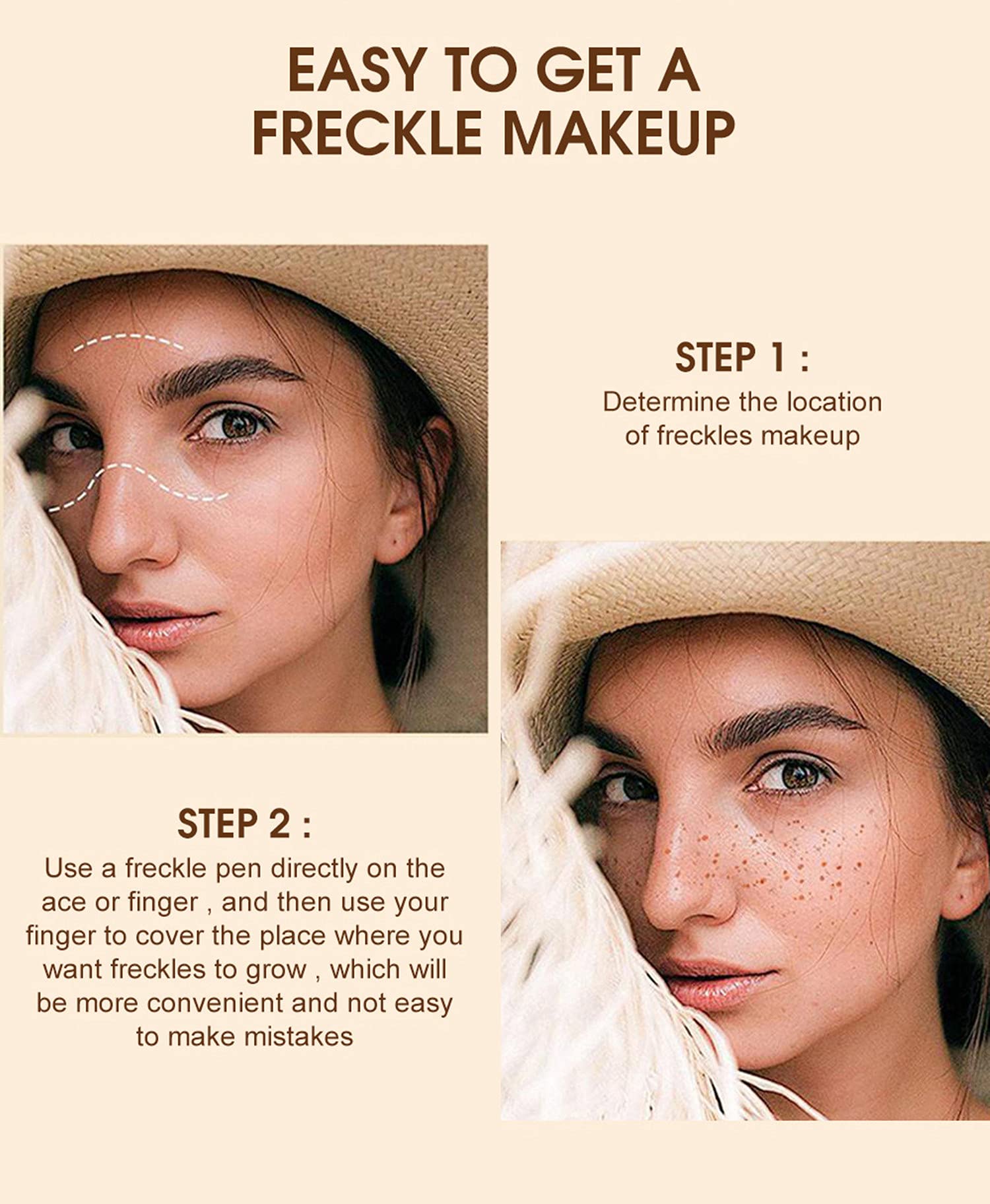MAEPEOR Freckle Pen Light Brown Natural Freckle Pen Longlasting Waterproof Dot Spot Pen Create Natural Sunkissed Skin (Light Brown)